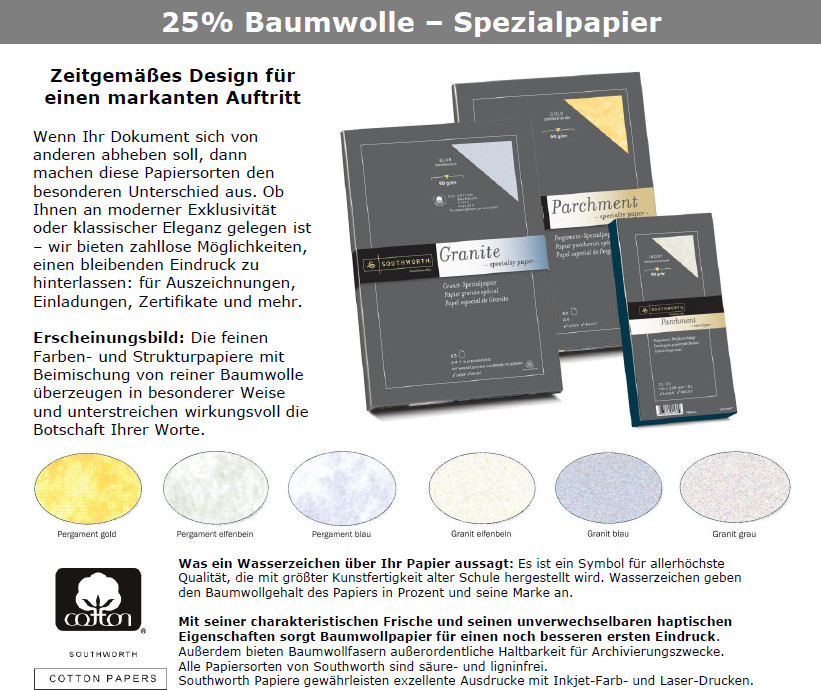 Southworth Pergament Papier, DIN A4, 90 g/qm, 90190