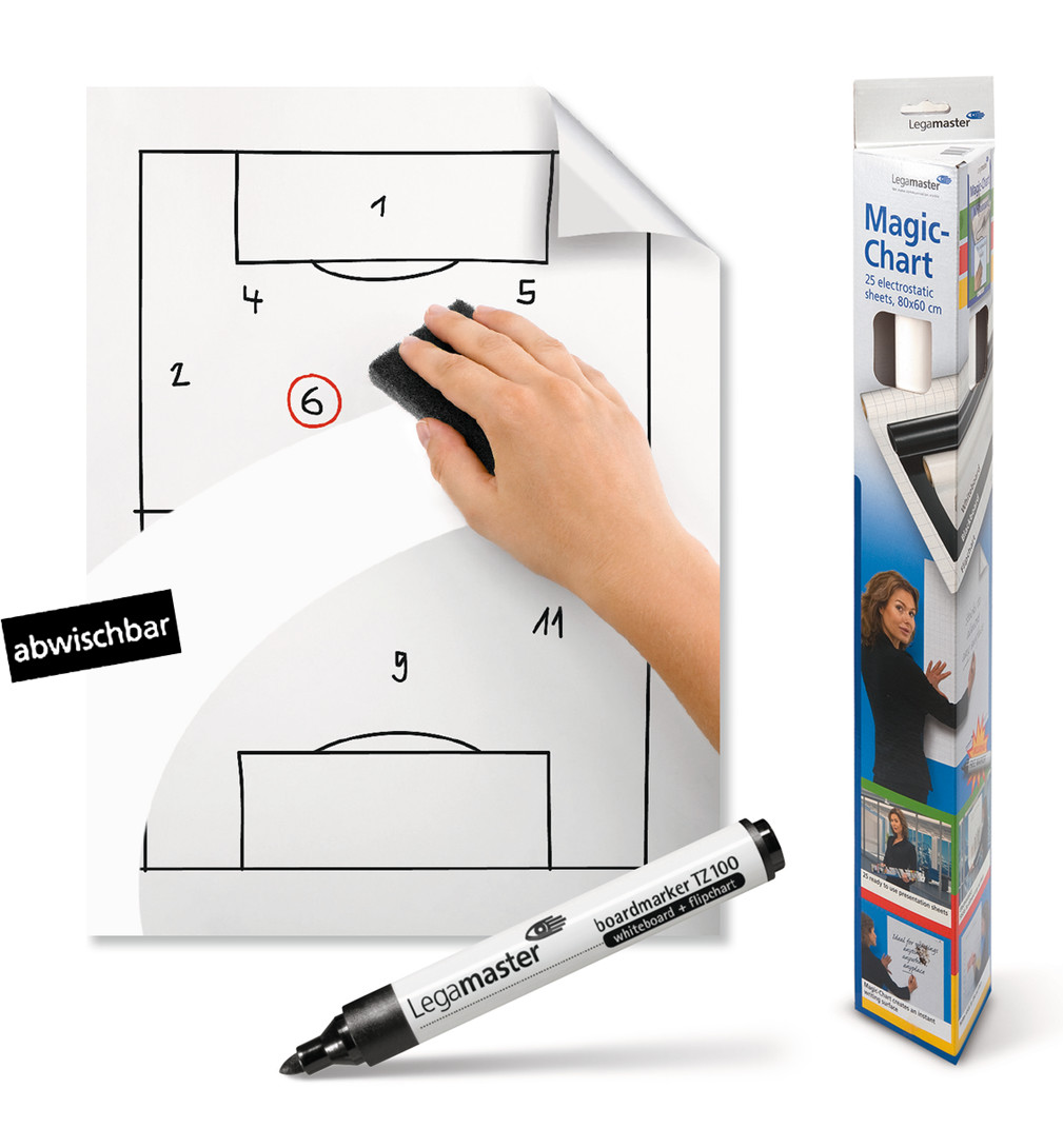 Legamaster Magic-Chart Whiteboard-Folie, selbsthaftend, 60 x 80 cm, 7 ...