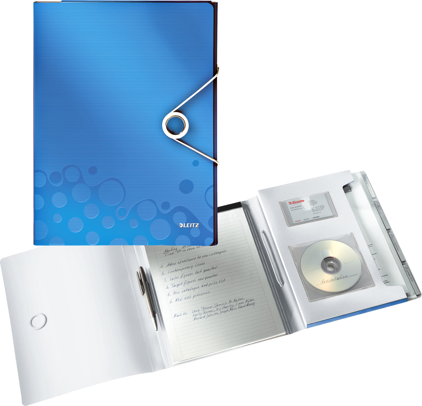 LEITZ Schreibmappe WOW, DIN A4, 4 Hüllen, Schreibblock, PP, blau ...