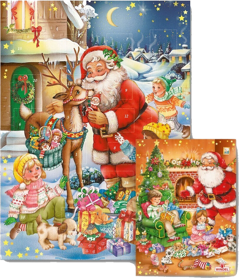 WINDEL Schokoladen-Adventskalender, 24 Türchen mit Vollmilchschokolade ...