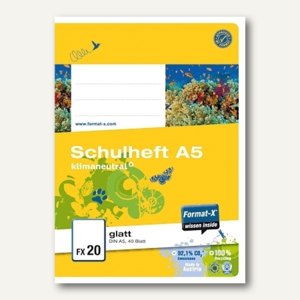 Format-X FX 20 Schulheft DIN A5, glatt, 40 Blatt, 070540 00 ...